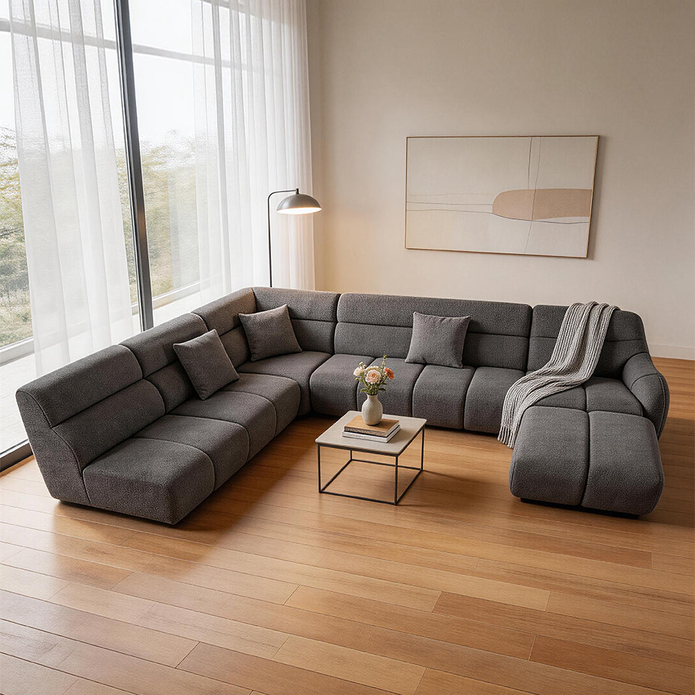 Luxury modular sofa set, including a deep seating sofa with a converti ...