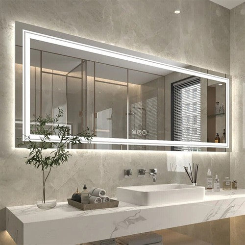 1500mm Jumbo LED Illuminated Bathroom Mirror Defog HD Vanity Mirror Di ...